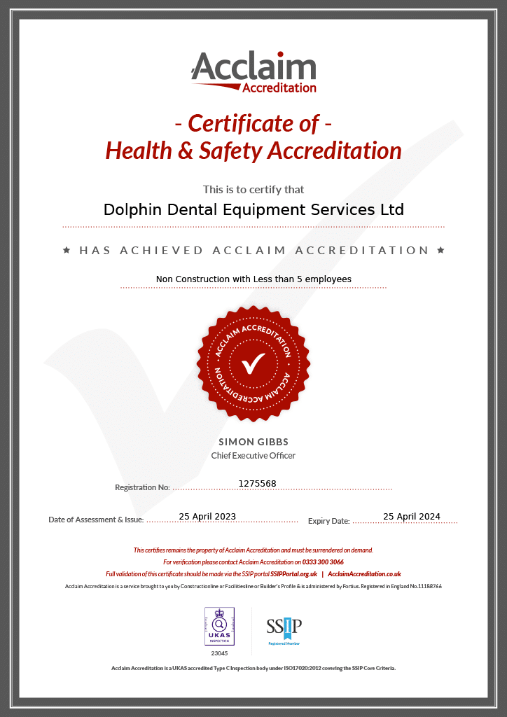 Accreditation - Dolphin Dental Equipment Services Ltd