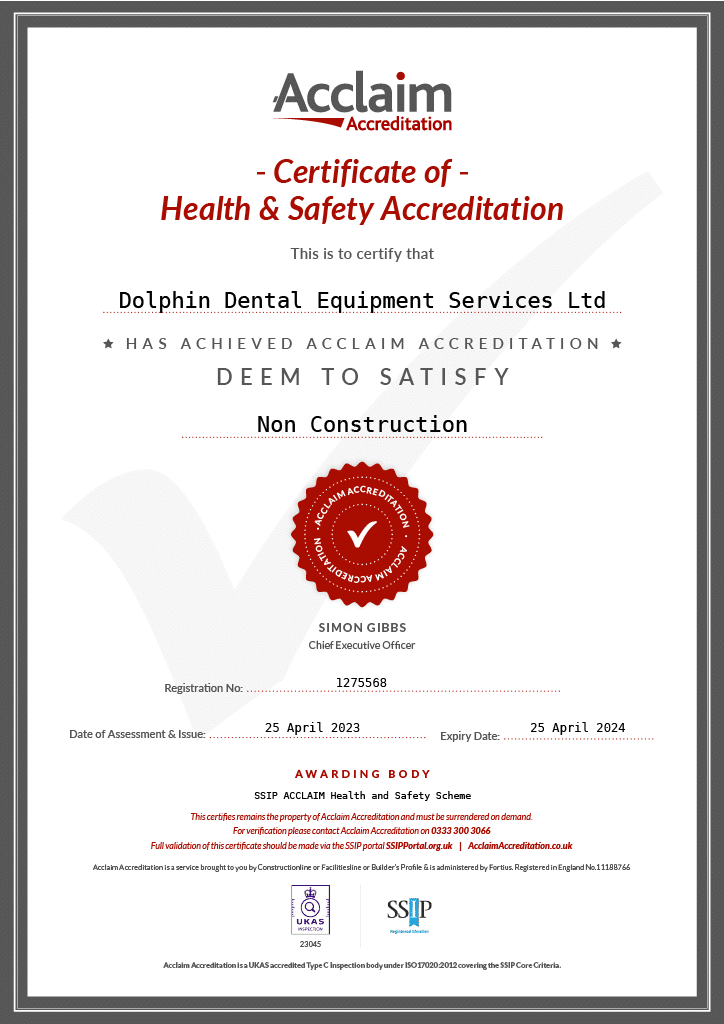 Accreditation - Dolphin Dental Equipment Services Ltd
